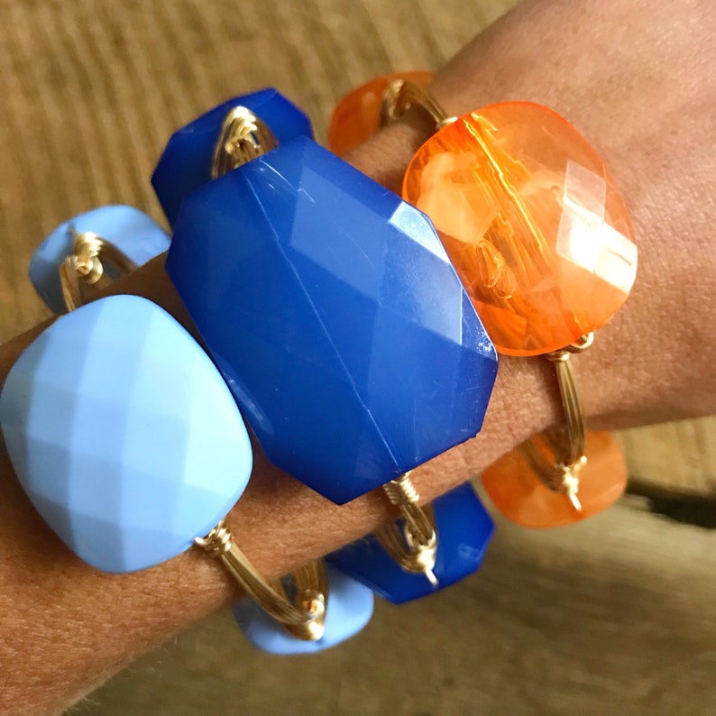 Periwinkle Acrylic Wire Wrap Bangle Periwinkle Bead Bangle | Etsy