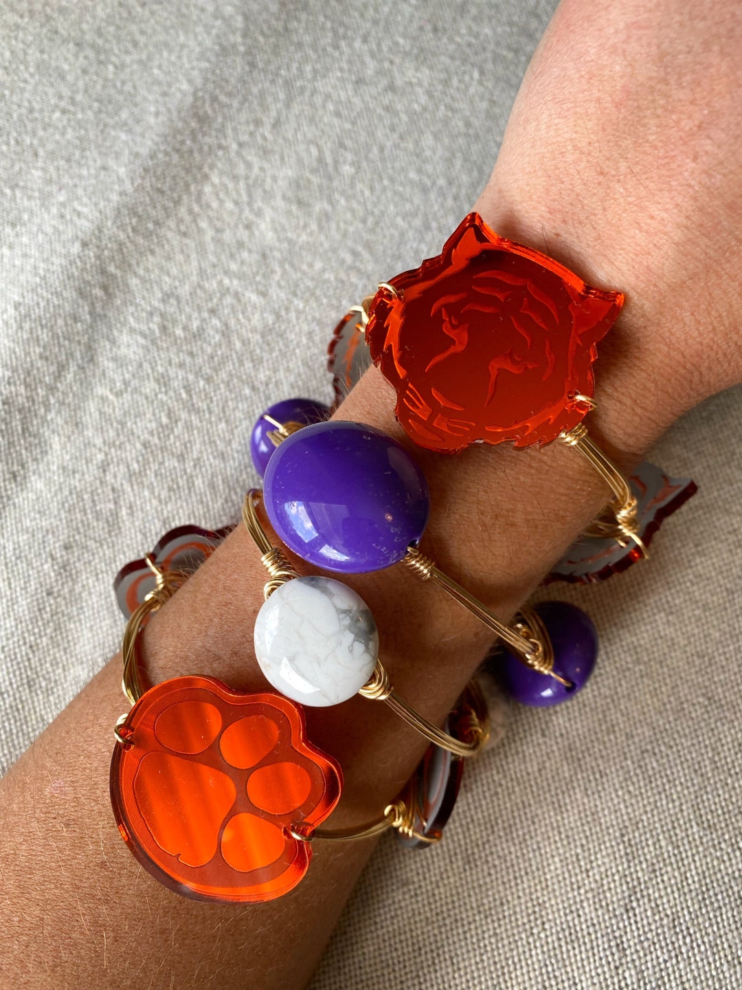 Tiger Paw Bead Bangle, Acrylic Tiger Bead Bangle, Bourbon and Boweties ...