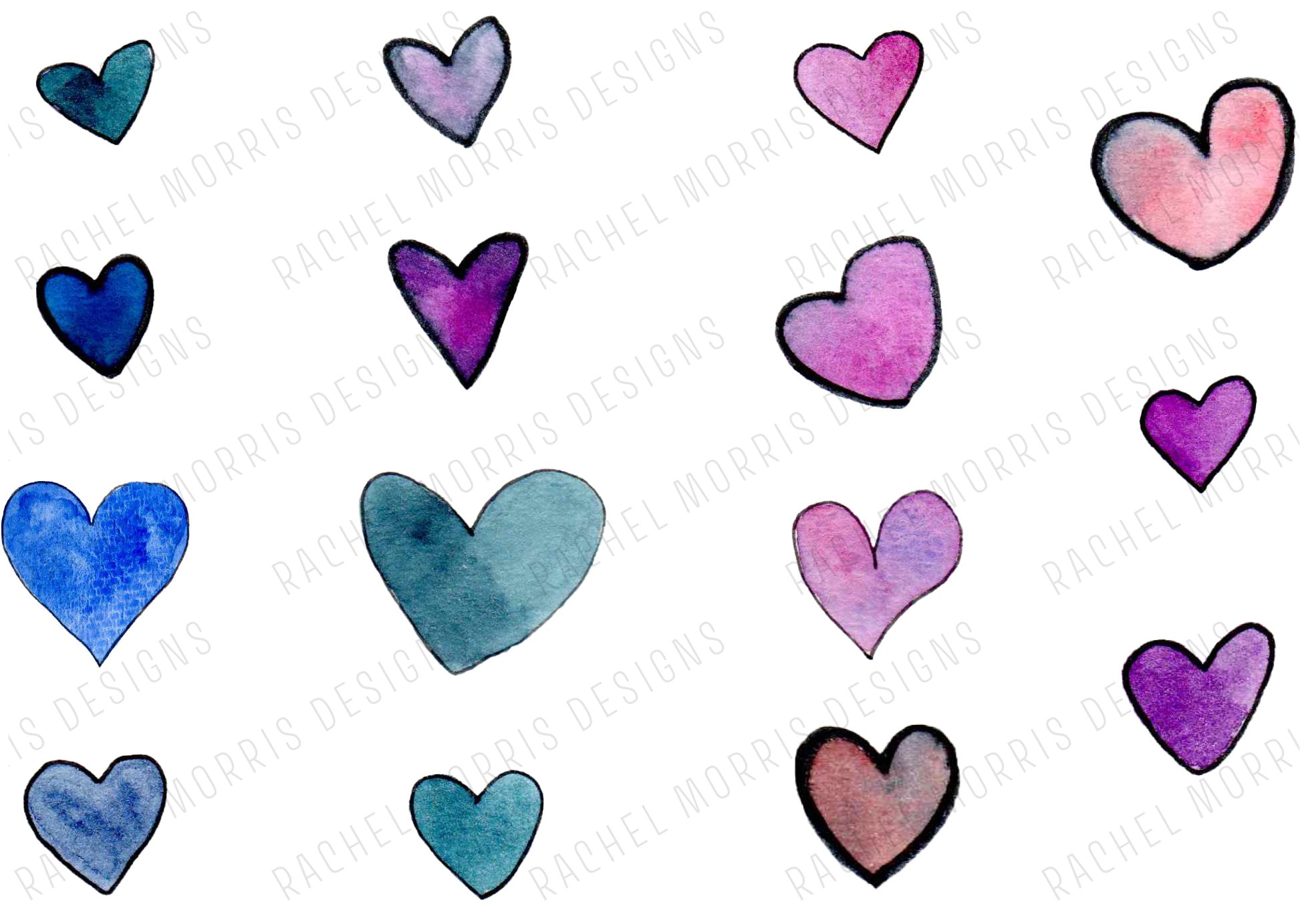 Watercolor Hearts Clip Art | 75 PNG Files | 300 DPI - Etsy