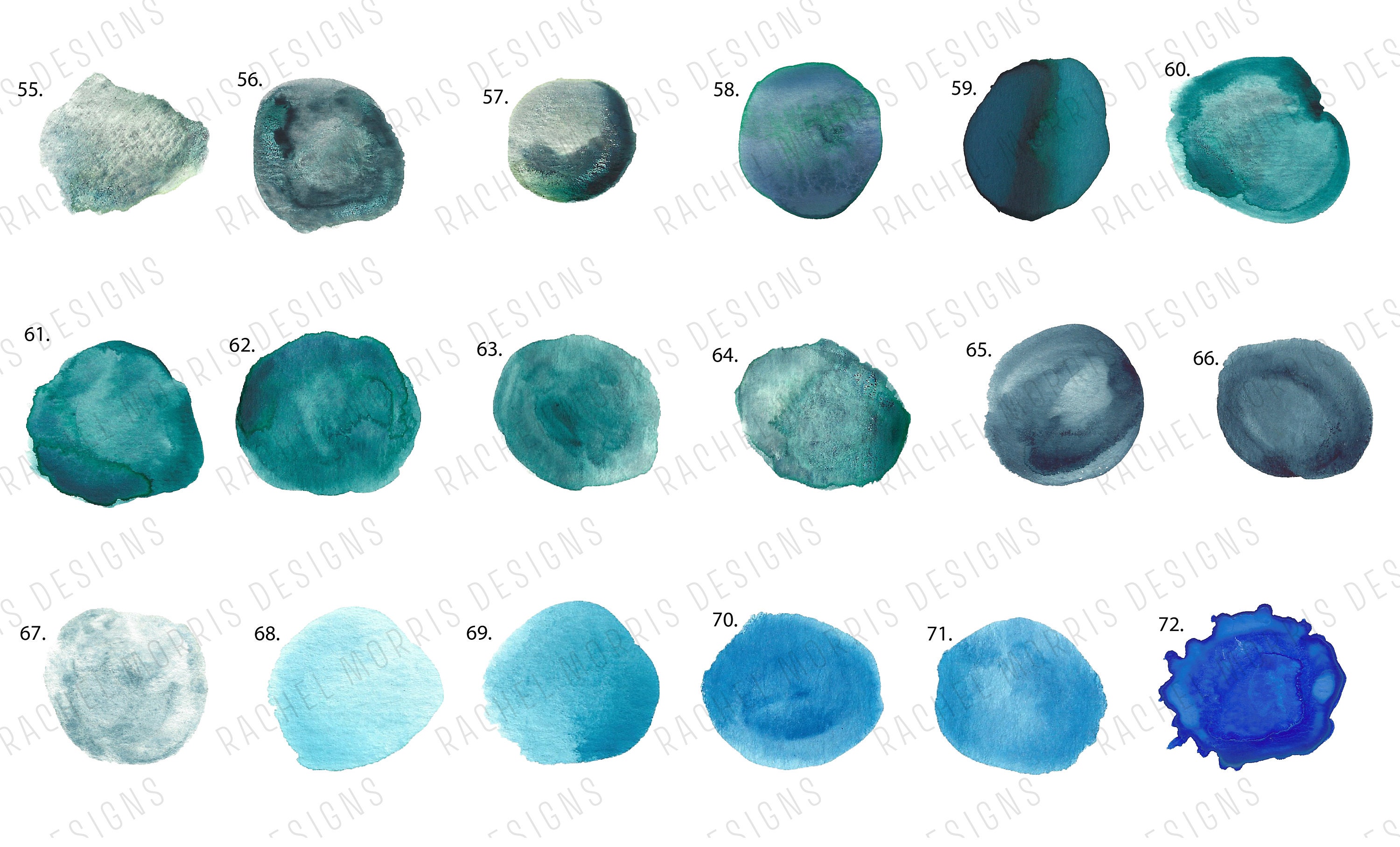 120 Hand Painted Watercolor Blobs | 300 DPI PNG FILES - Etsy