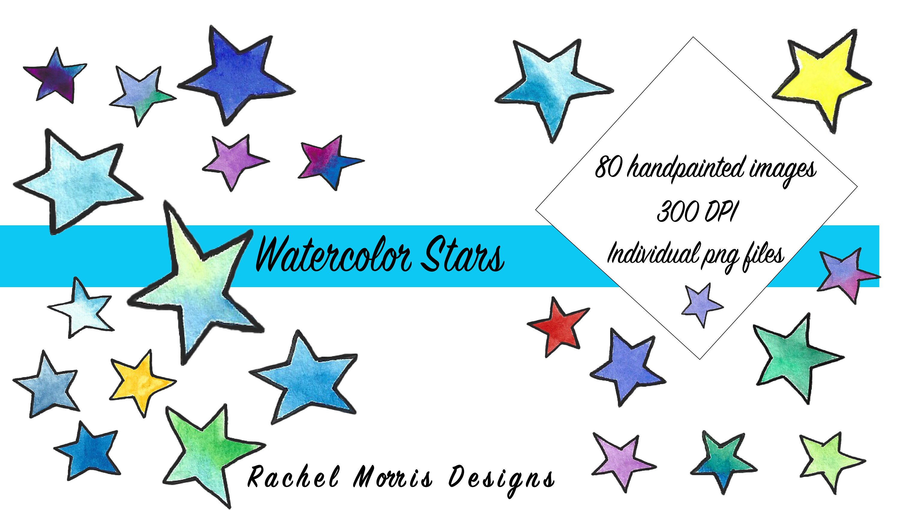 Watercolor Stars | Clip Art | Hand-drawn | 80 PNG Files - Etsy