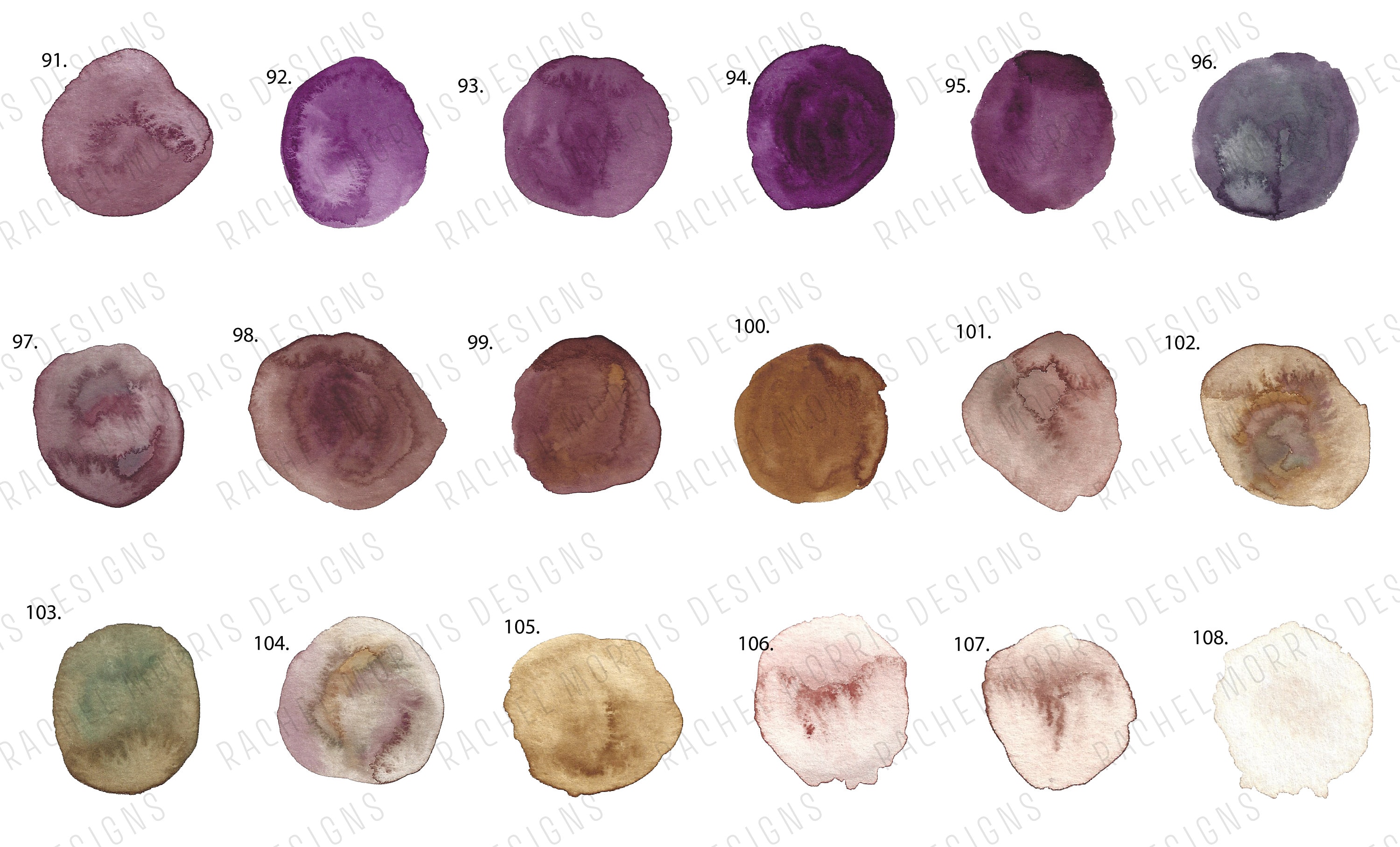 120 Hand Painted Watercolor Blobs | 300 DPI PNG FILES - Etsy