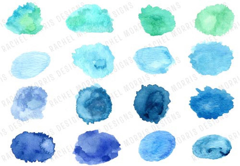 Watercolor Blobs Clip Art Hand Painted 48 - 300 DPI PNG FILES - Etsy