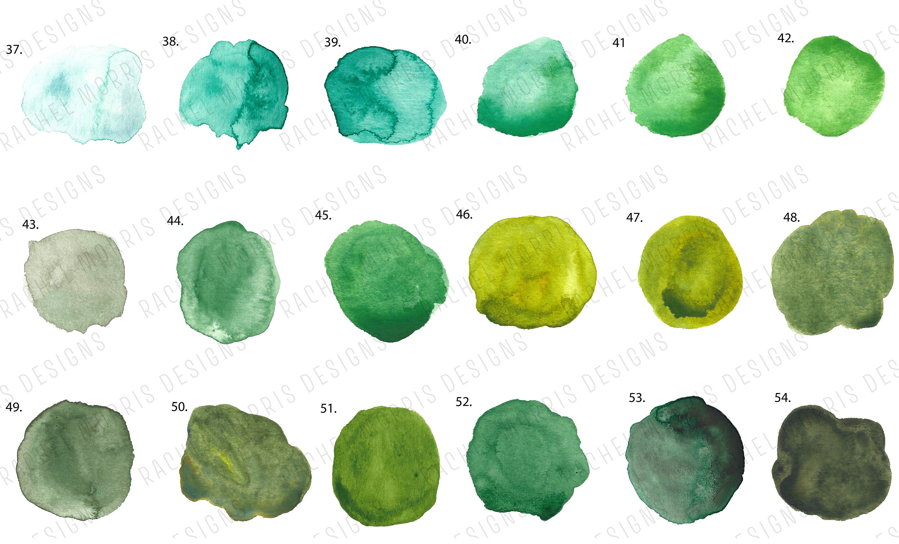 120 Hand Painted Watercolor Blobs | 300 DPI PNG FILES - Etsy