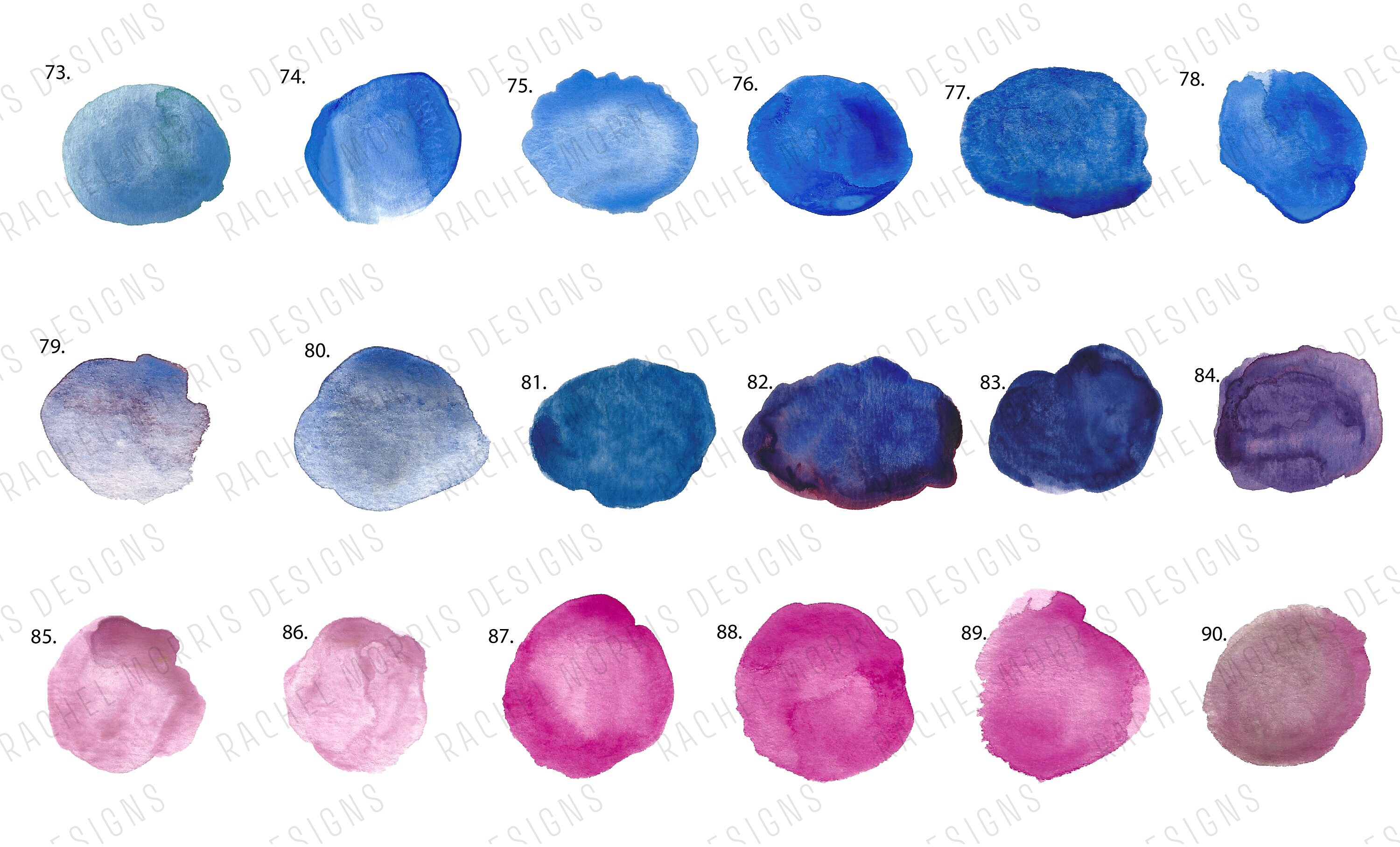 120 Hand Painted Watercolor Blobs | 300 DPI PNG FILES - Etsy