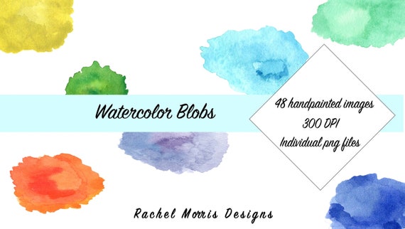 Watercolor Blobs Clip Art Hand Painted | Etsy