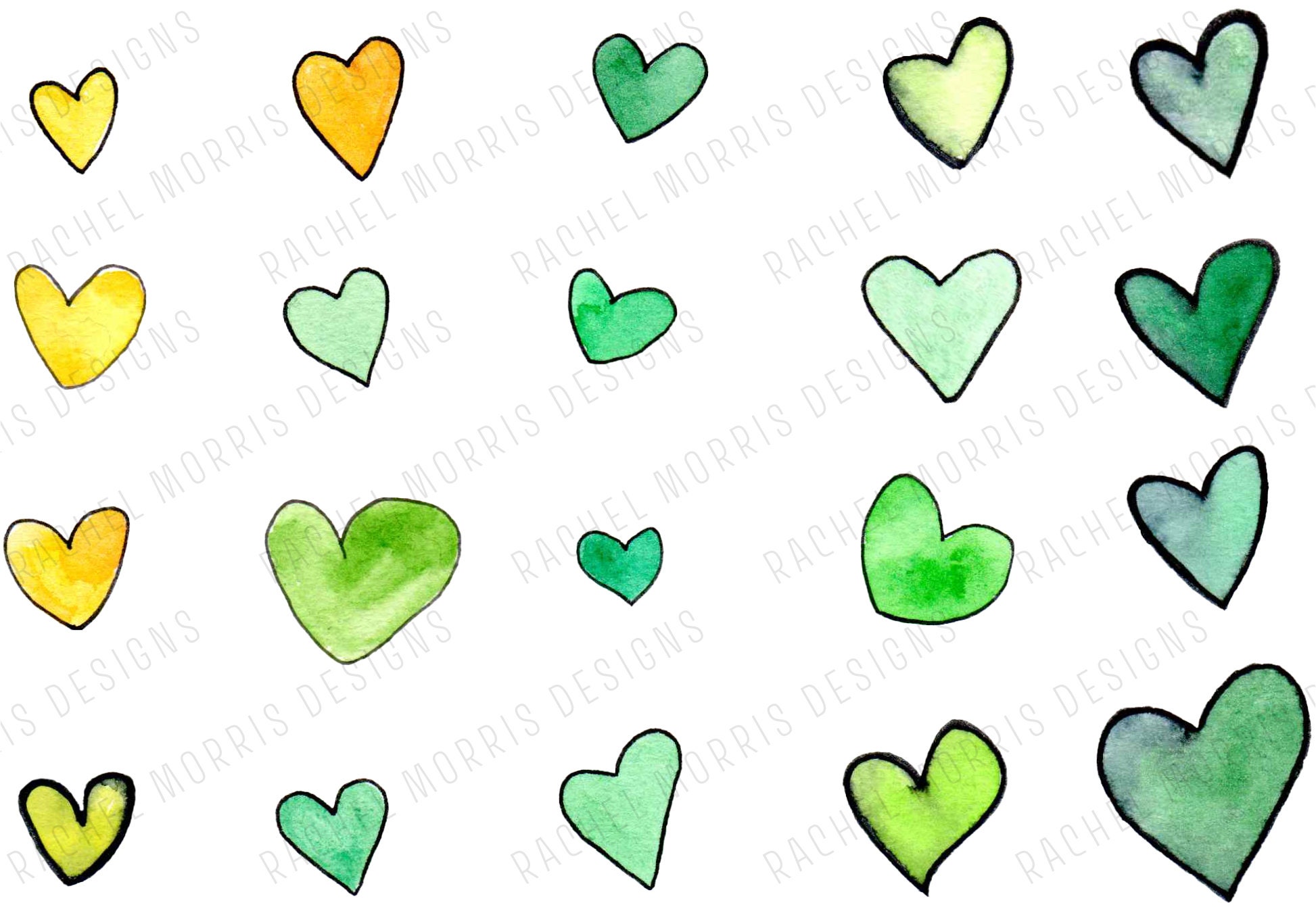 Watercolor Hearts Clip Art 75 PNG Files 300 DPI - Etsy