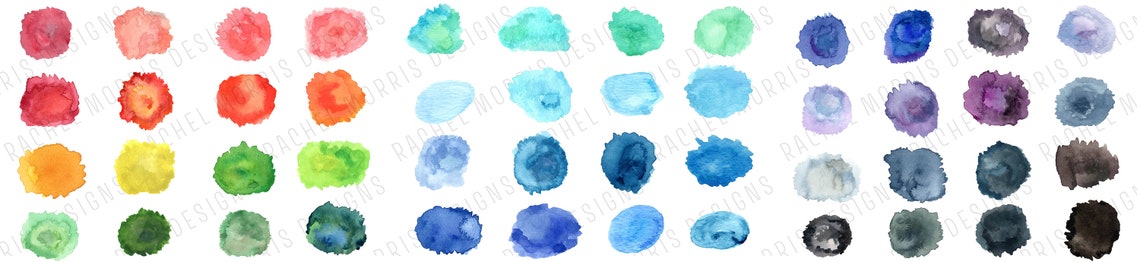 Watercolor Blobs Clip Art Hand Painted 48 - 300 DPI PNG FILES - Etsy