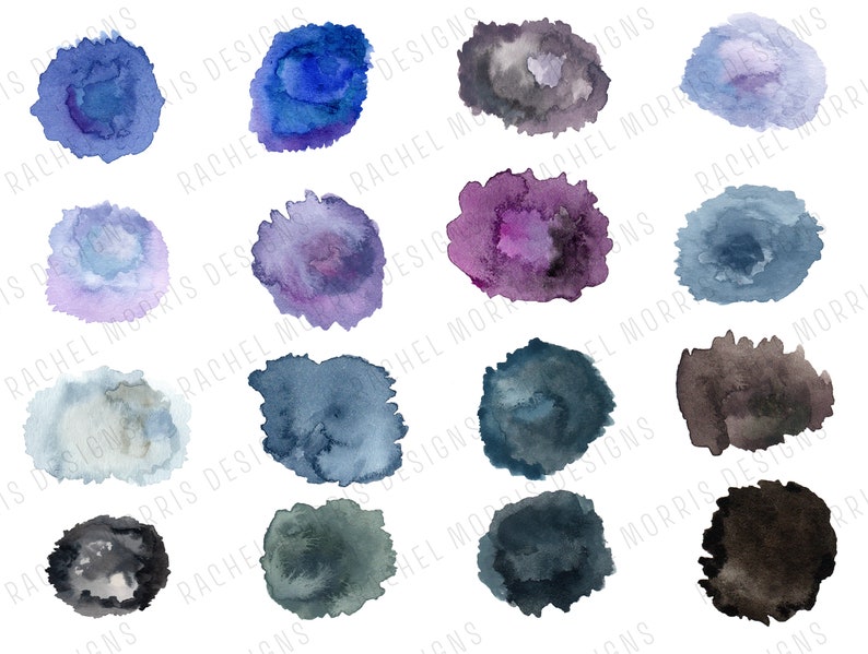 Watercolor Blobs Clip Art Hand Painted 48 - 300 DPI PNG FILES - Etsy