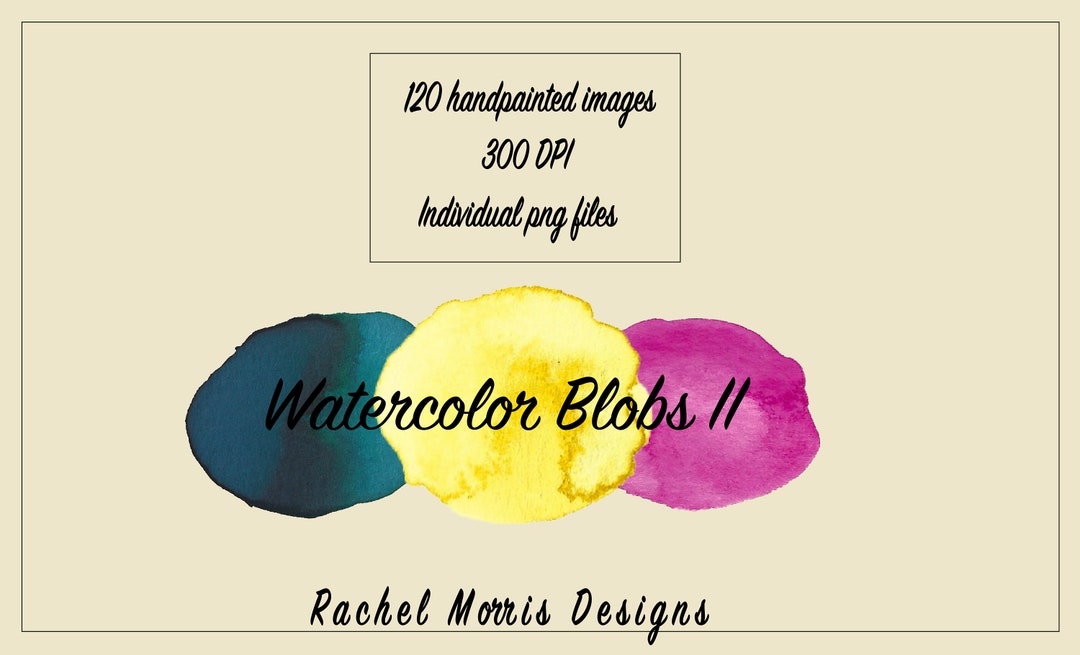 120 Hand Painted Watercolor Blobs | 300 DPI PNG FILES - Etsy