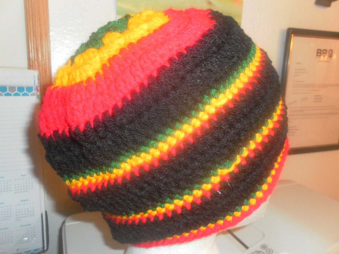 Rasta Skull Cap + Hand Crocheted, 7 1/2 Inches Deep, 9 Inches Wide - Etsy