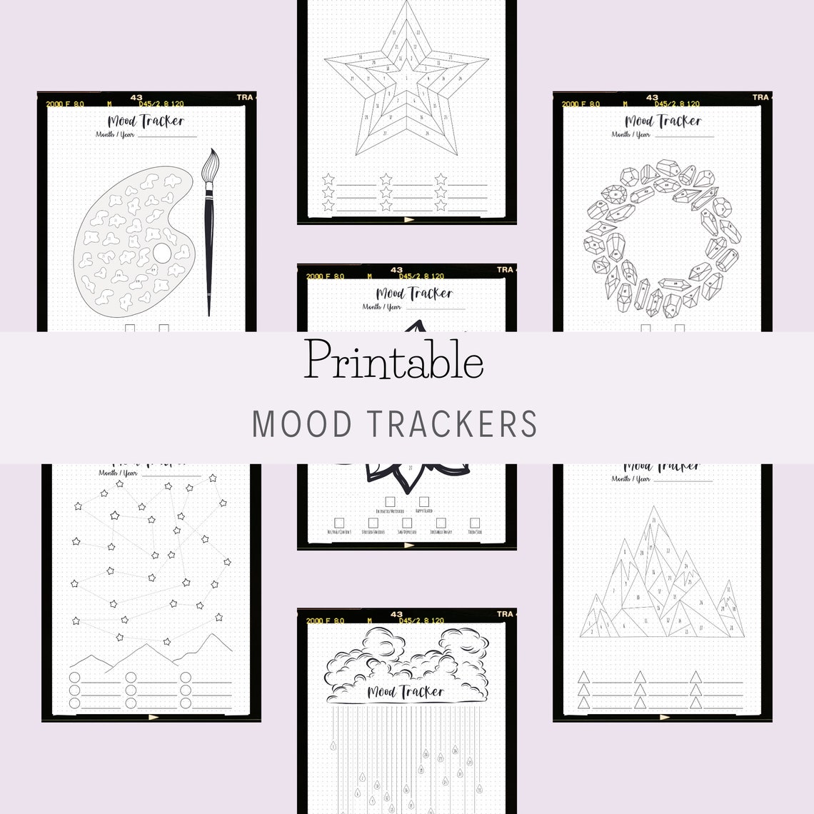 12 Mood Tracker Printable | Monthly Mood Chart | Self-care Bullet ...