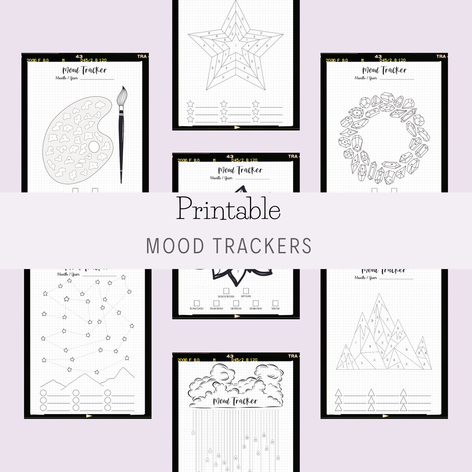 12 Mood Tracker Printable | Monthly Mood Chart | Self-care Bullet ...