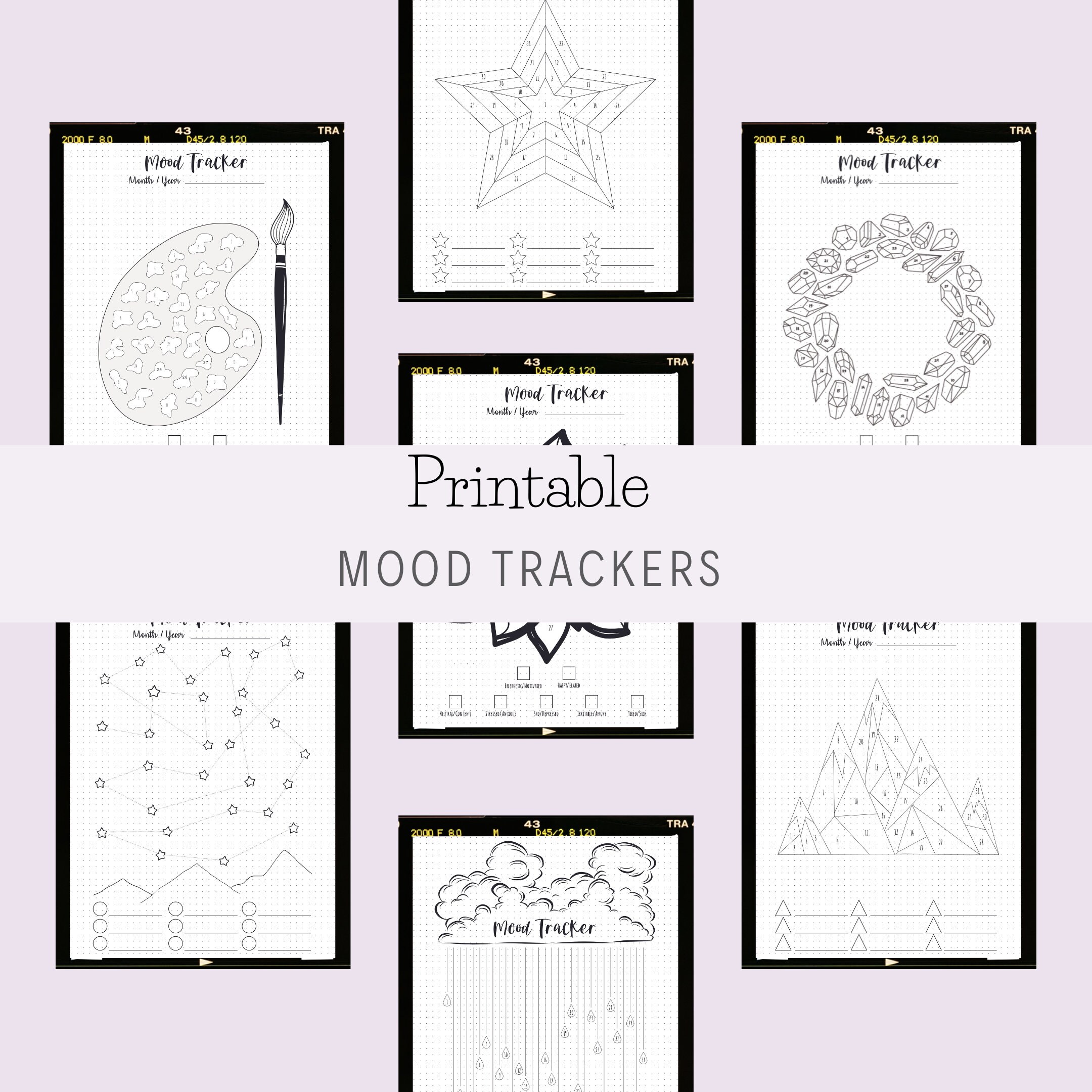 12 Mood Tracker Printable | Monthly Mood Chart | Self-care Bullet ...