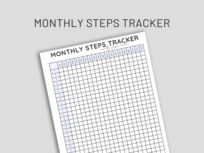 Printable STEP TRACKER, Monthly Step Challenge, Fitness Tracker Planner ...