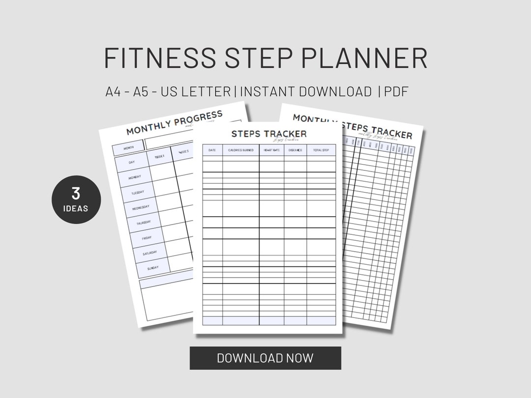 Printable STEP TRACKER, Monthly Step Challenge, Fitness Tracker Planner ...