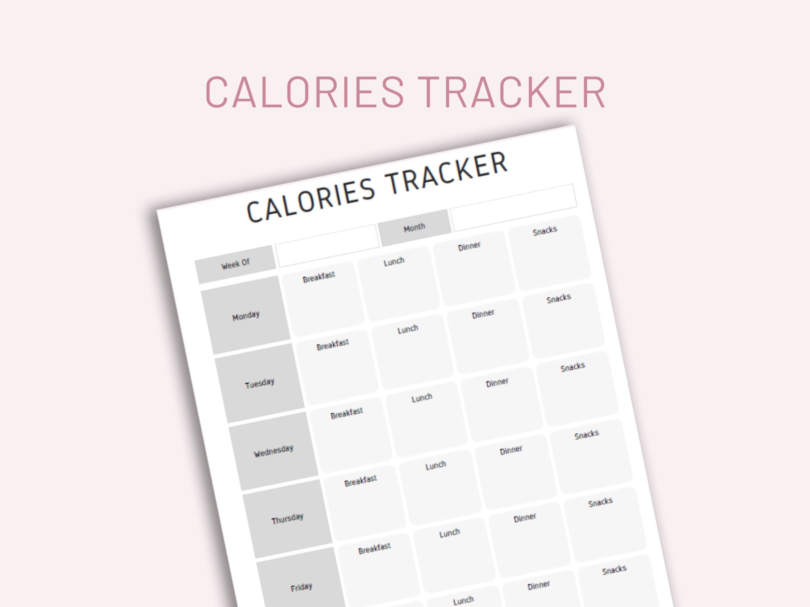 Printable Calories Tracker, Diet Planner Inserts, Food Log, Printable ...