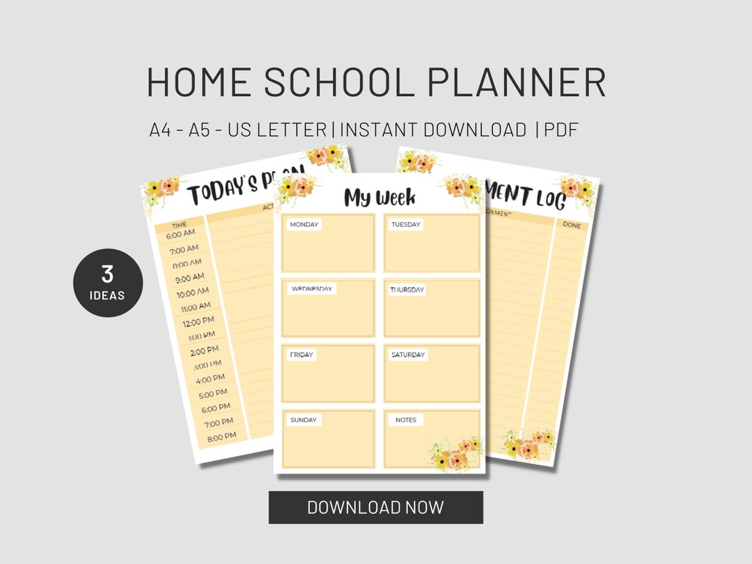 Mini Homeschool Planner Printable, Weekly Plan, Assignment Log, Daily ...