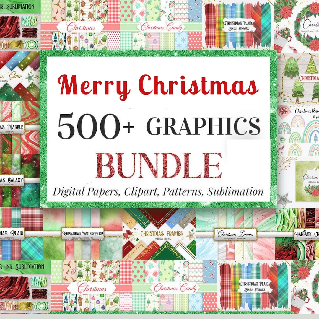 500+ CHRISTMAS Graphics Bundle L Digital Papers L Clip Art L ...