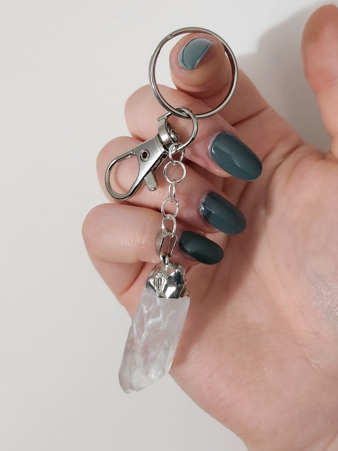 Custom Made Raw Quartz Pendant Keychain - Etsy