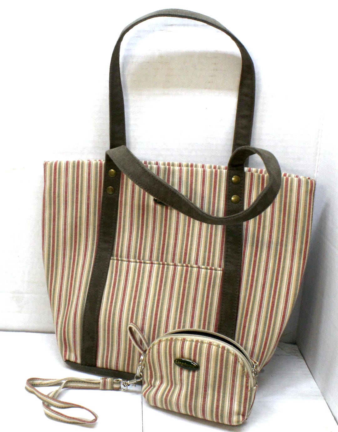 Longaberger, Casual, Candy Stripes Fabric, Pocket, Keypurse, Tote Bag ...
