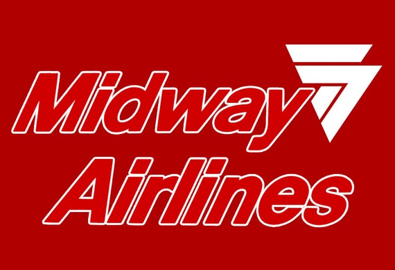 Midway Airlines Logo MIDWAY AIRLINES RDU Raleigh Durham Vintage Logo