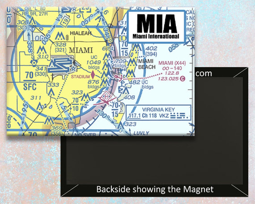 MIA Miami Airport Sectional Map Handmade 3.25" X 2.25" Fridge Magnet ...