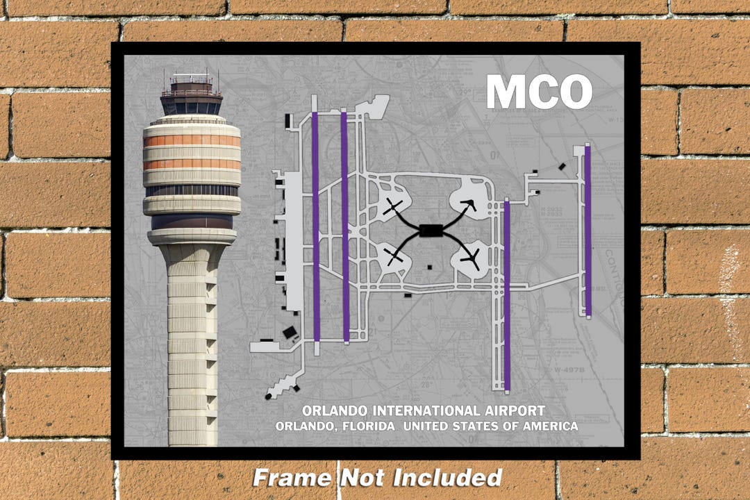 MCO Airport Diagram With Control Tower 11" X 14" Color Photograph ...
