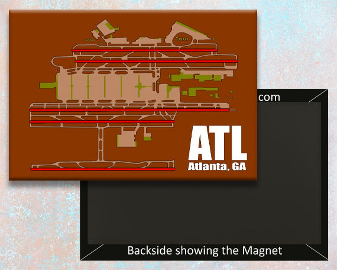 ATL Atlanta Airport Diagram Map Handmade 3.25" X 2.25" Fridge Magnet ...