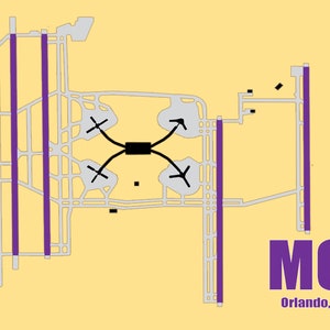 MCO Orlando Int'l Airport Diagram Map Handmade 3.25" X 2.25" Magnet ...