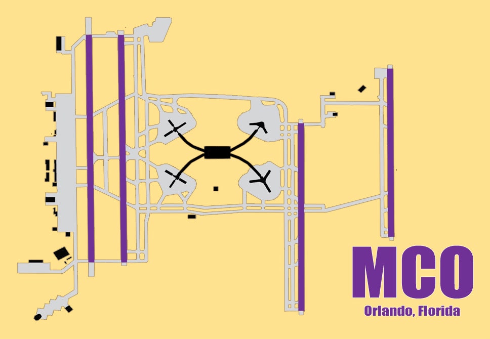 MCO Orlando Int'l Airport Diagram Map Handmade 3.25" X 2.25" Magnet ...