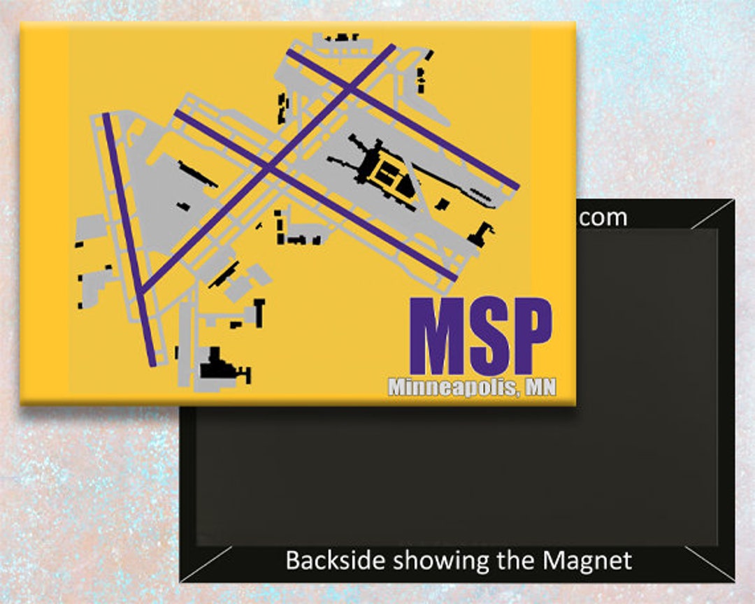 MSP Minneapolis Airport Diagram Map Handmade 3.25" X 2.25" Magnet ...
