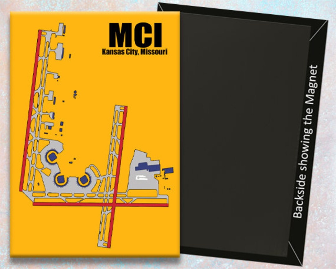 MCI Kansas City Airport Diagram Map Handmade 3.25" X 2.25" Fridge ...