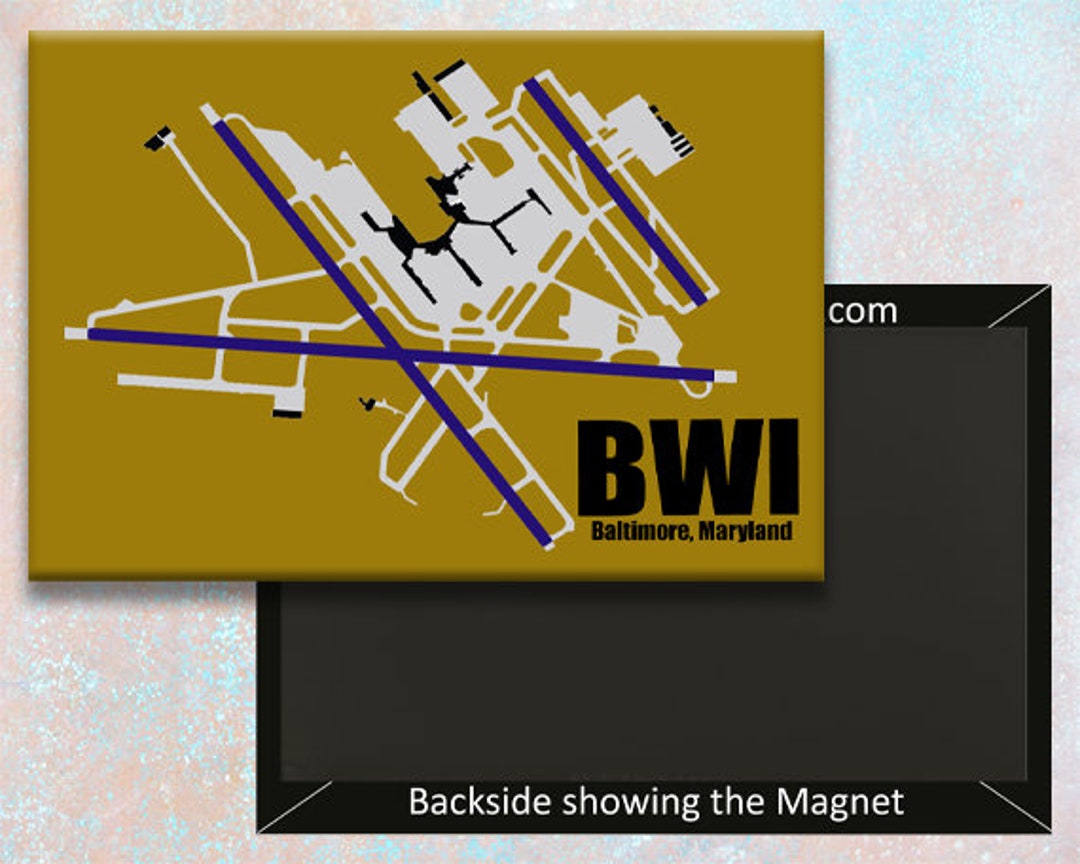 BWI Baltimore Int'l Airport Diagram Map Handmade 3.25" X 2.25" Magnet ...