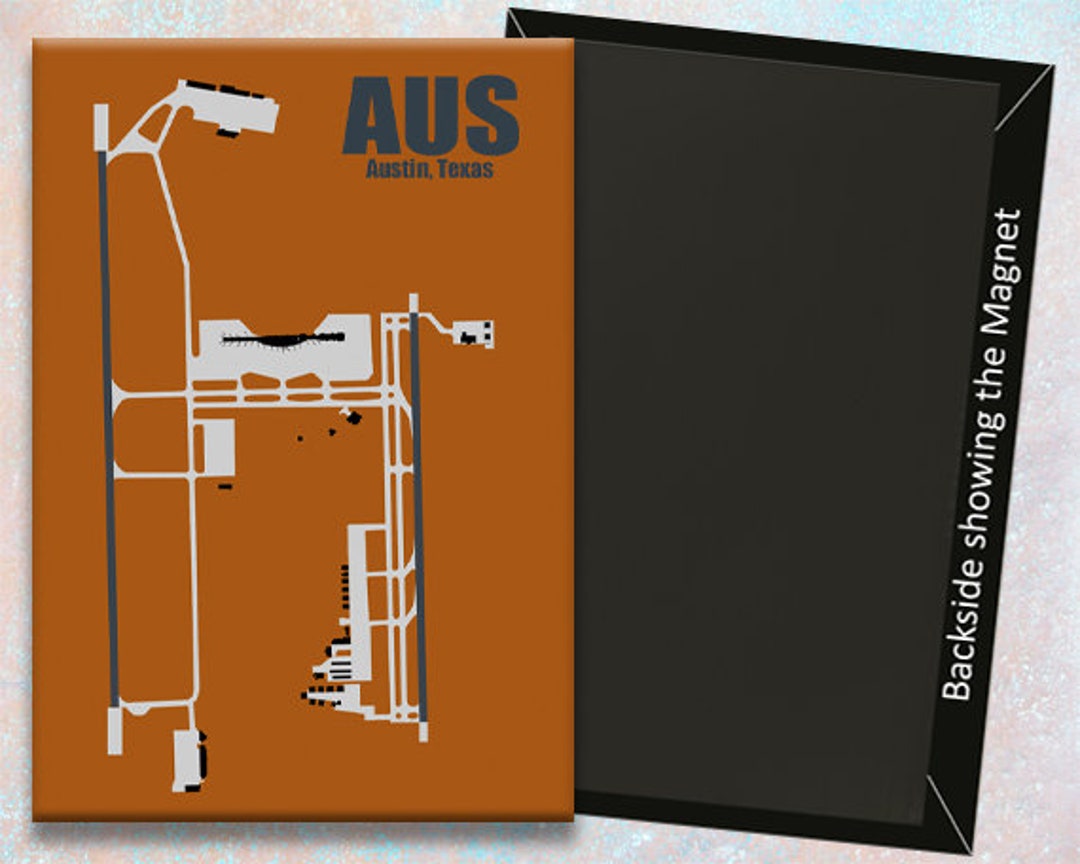 AUS Austin Airport Diagram Map Handmade 3.25" X 2.25" Fridge Magnet ...