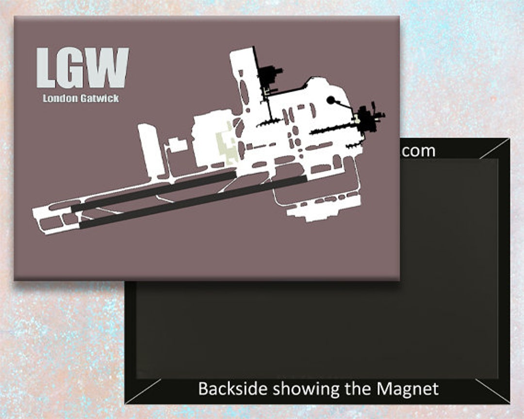 LGW London Gatwick Airport Diagram Map Handmade 3.25" X 2.25" Magnet ...