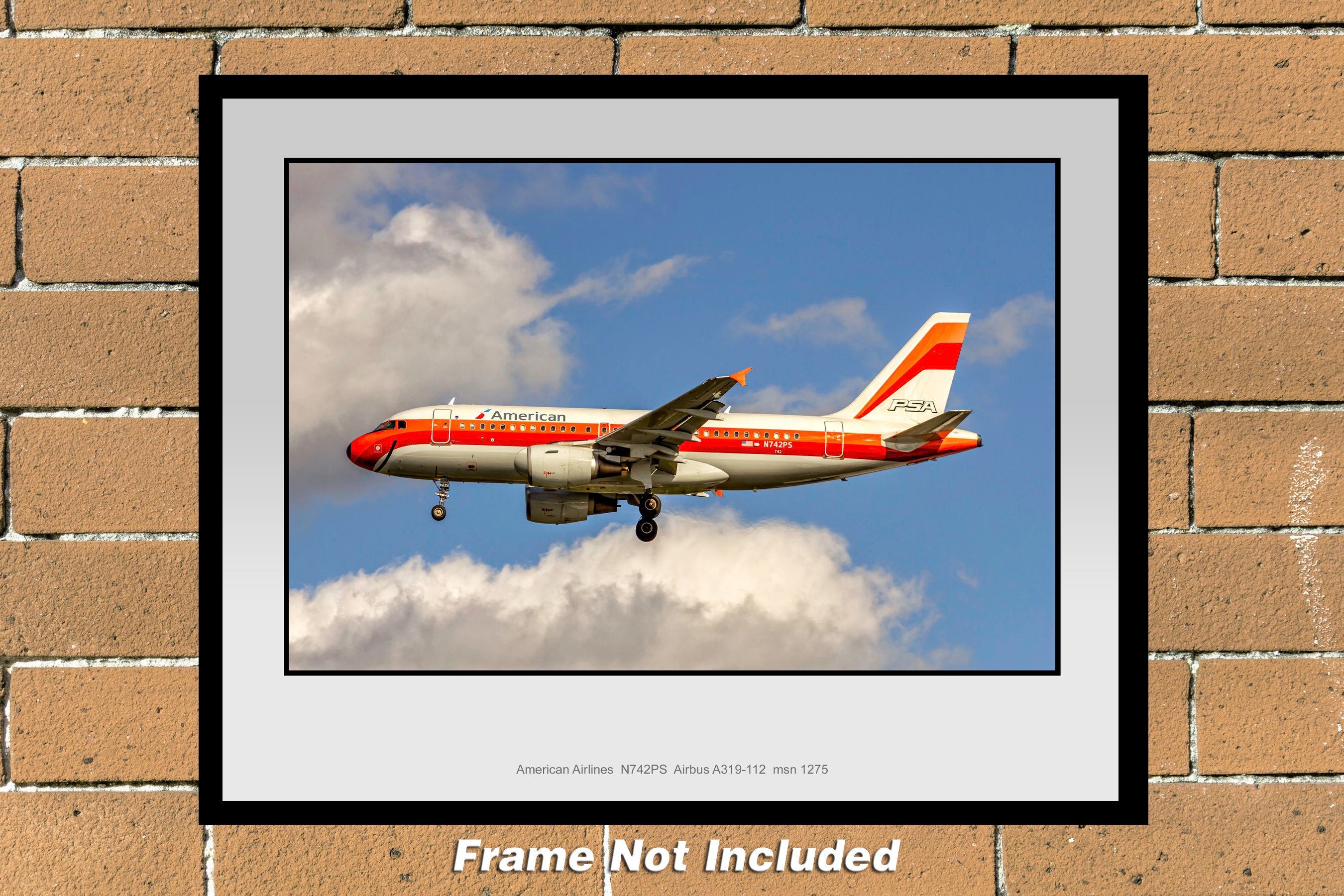 American Airlines PSA Heritage Colors A319 11" X 14" Photograph ...