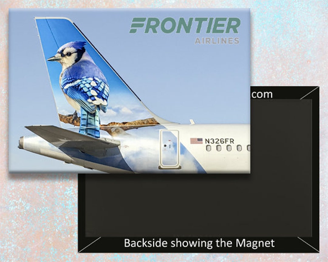 Frontier Airlines- Skye the Blue Jay Tail Logo, Handmade 3.25" X 2.25 ...