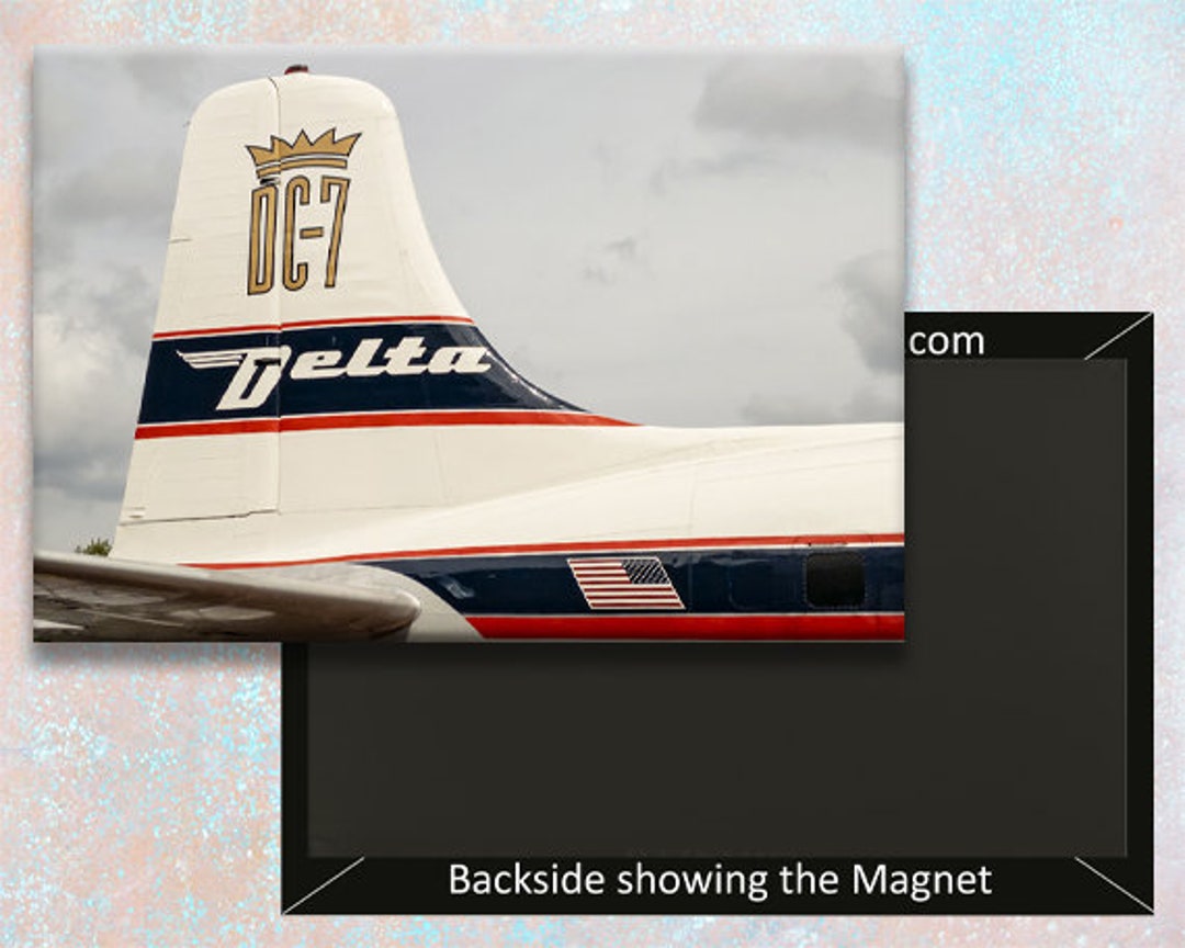 Delta DC-7 Aircraft Tail Logo Handmade 3.25" X 2.25" Fridge Magnet ...