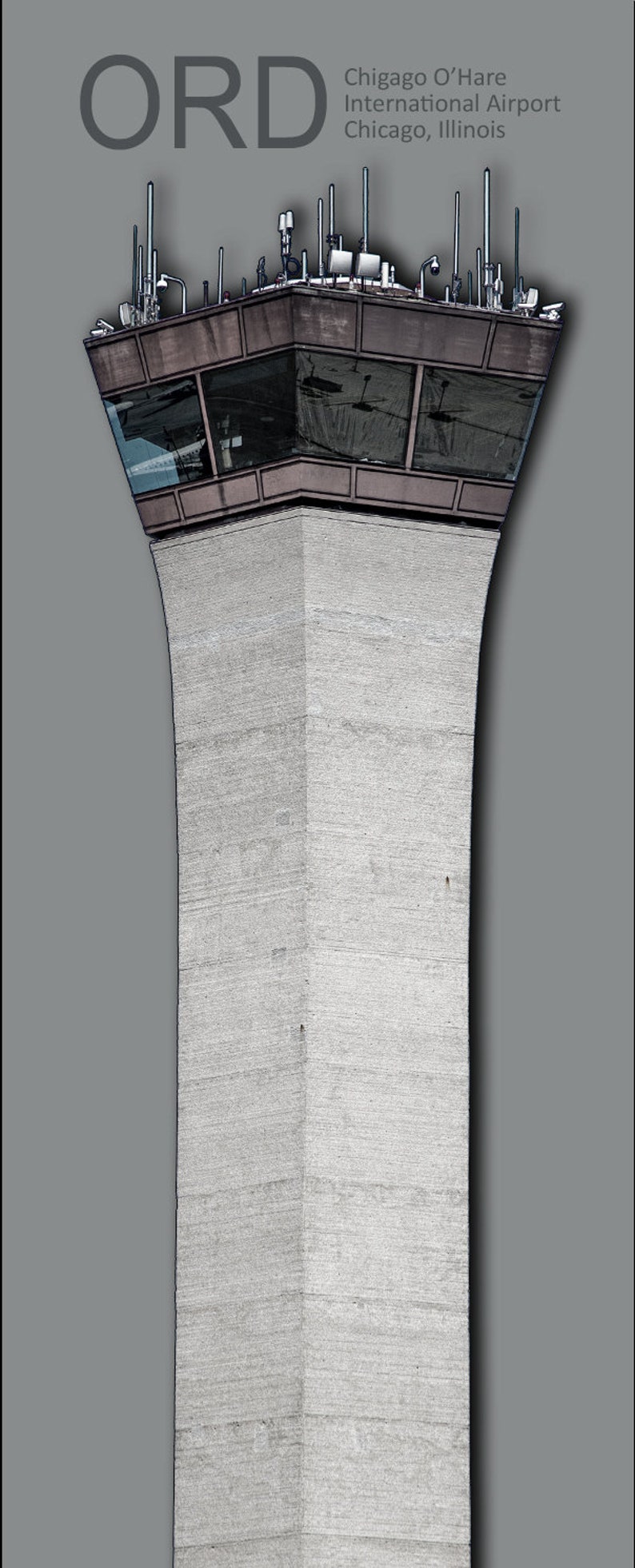 ORD Chicago O'hare Old Airport Tower Handmade 2" X 5" Fridge Magnet ...