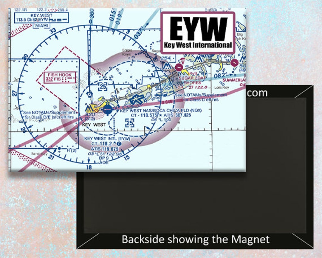 EYW Key West Airport Sectional Map Handmade 3.25" X 2.25" Fridge Magnet ...