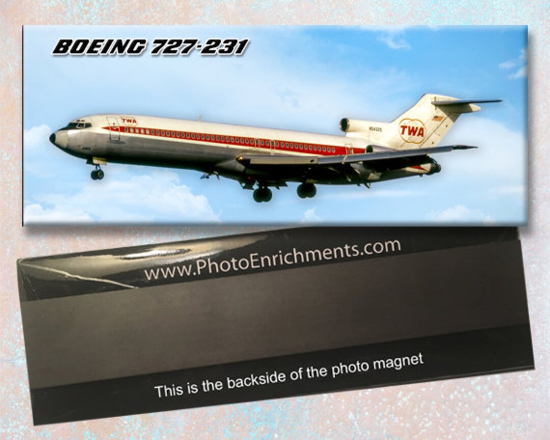 TWA Airlines 1962 Colors Boeing 727-231 Handmade 2" X 5" Fridge Magnet ...