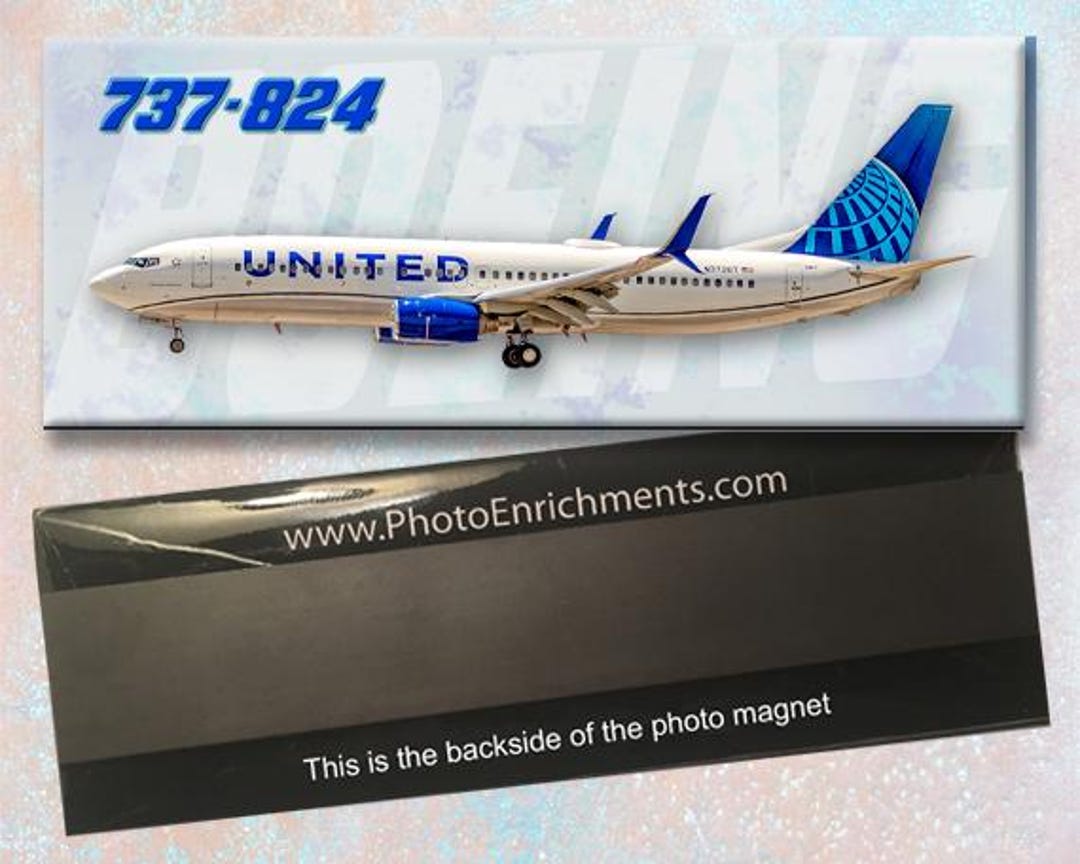 United Airlines, Boeing 737-824, 2019 Color Scheme, Handmade 2" X 5 ...