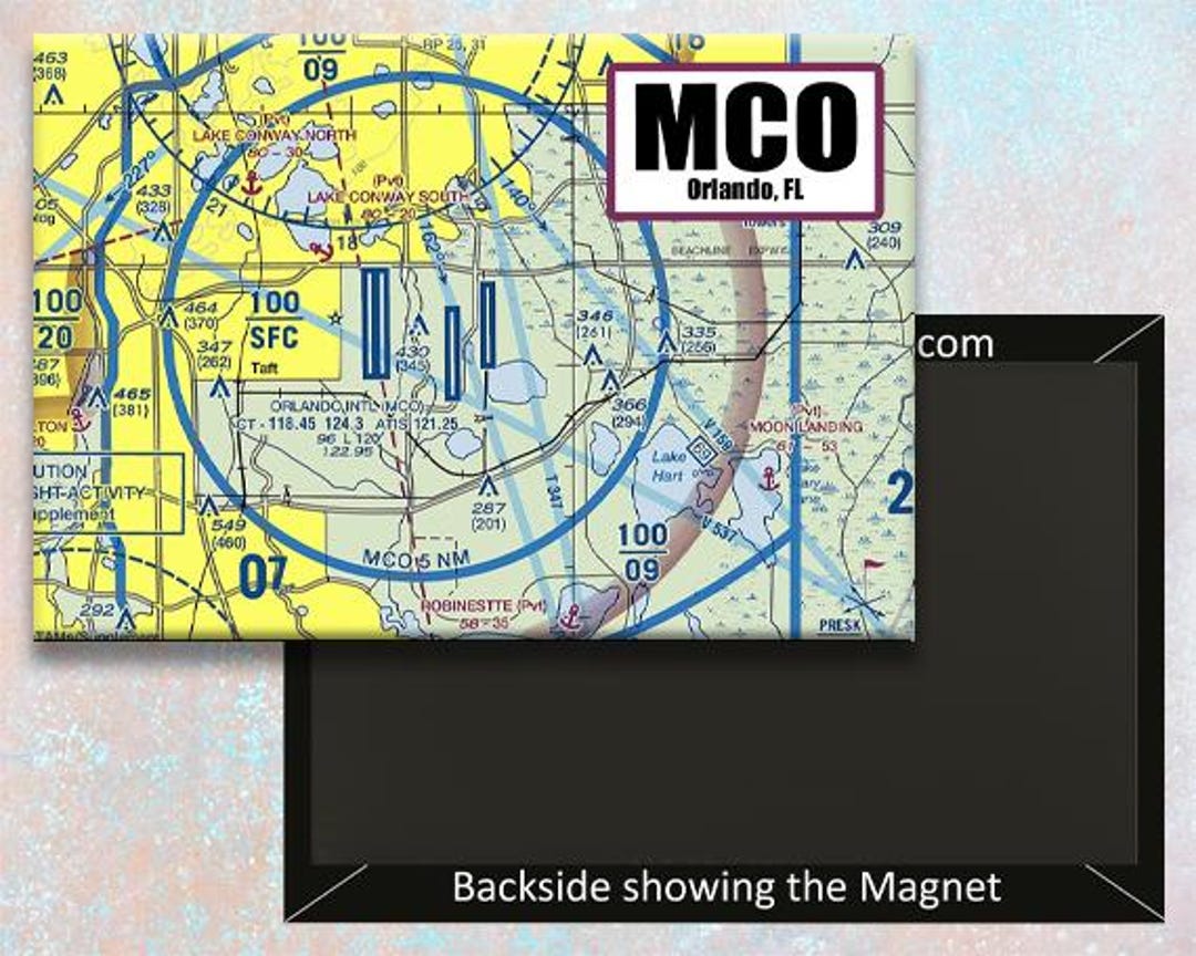 MCO Orlando Airport Sectional Map Handmade 3.25" X 2.25" Fridge Magnet ...