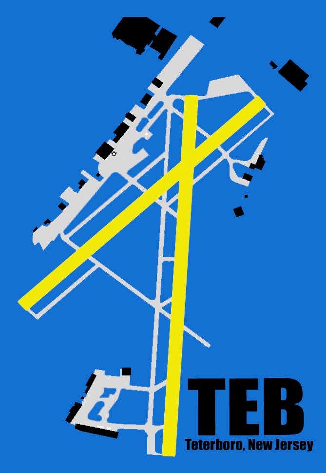 TEB Teterboro Airport Diagram Map Handmade 3.25" X 2.25" Magnet ...