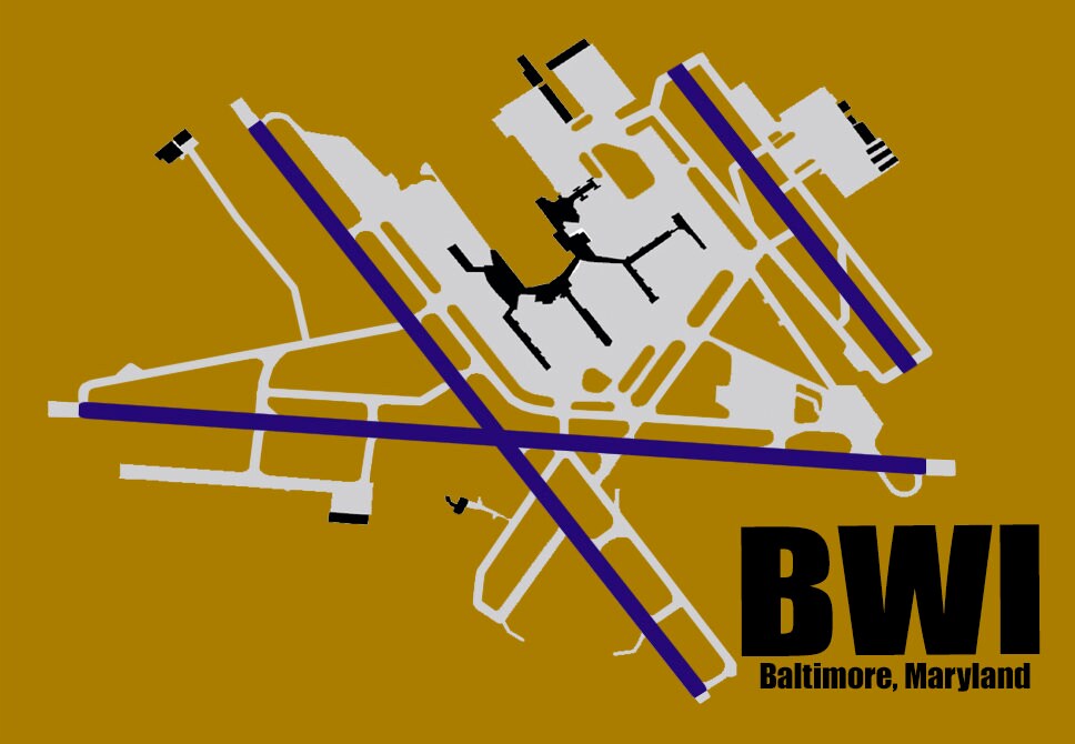 BWI Baltimore Int'l Airport Diagram Map Handmade 3.25 X 2.25 Magnet ...