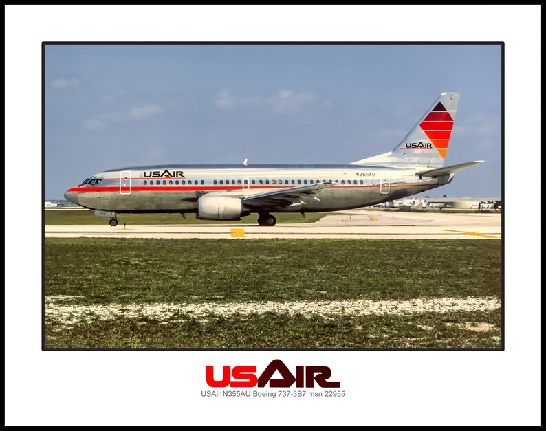 USAir Airlines Boeing 737-3B7 Experimental Color Scheme Photo | Etsy
