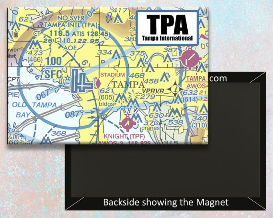 TPA Tampa Airport Sectional Map Handmade 3.25" X 2.25" Fridge Magnet ...