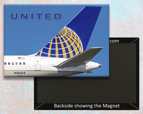 United Airlines Boeing 757 Tail Logo Handmade 3.25" X 2.25" Fridge ...