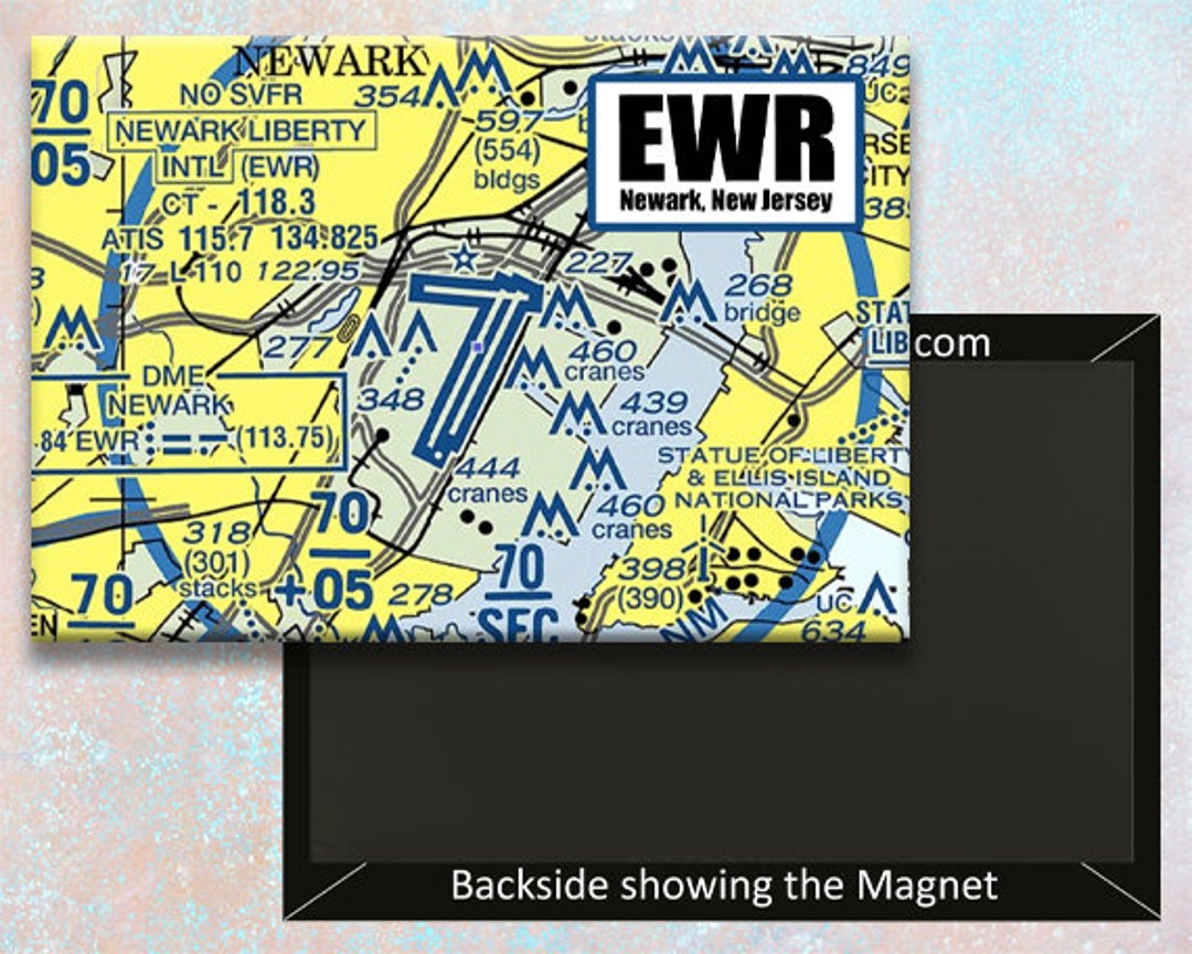 EWR Newark Airport Sectional Map Handmade 3.25" X 2.25" Fridge Magnet ...
